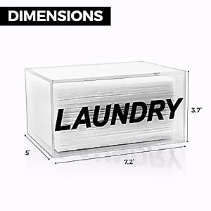 NOKI Dryer Sheets Holder, Clear Acrylic Dryer Sheet Dispenser with Lid, Laundry Powder & Detergent Pod Container for Laundry Room Decor