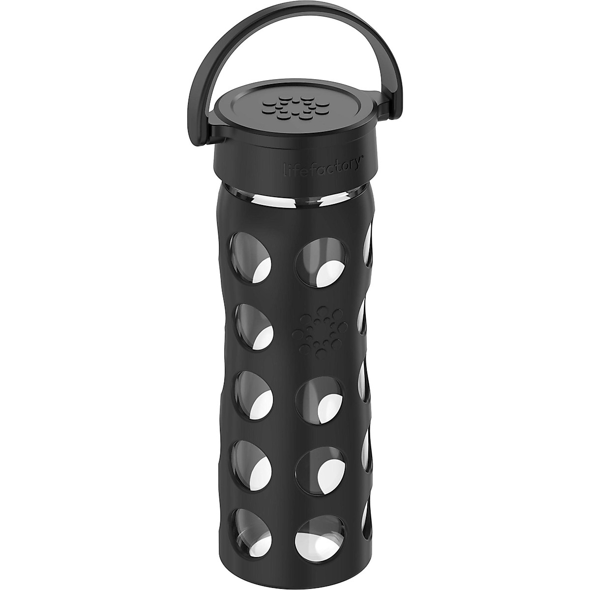Lifefactory 16-Ounce BPA-Free Glass Water Bottle with Classic Cap and Protective Silicone Sleeve, Onyx