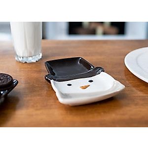 DEMDACO Snowman Top Hat Winter White 6 x 4.5 Ceramic Stoneware Christmas Spoon Rest