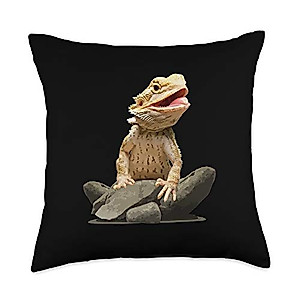 Bearded Dragon Art Design Bearded Dragon Art Youth Gecko Lizard Animal Throw Pillow, 18x18, Multicolor
