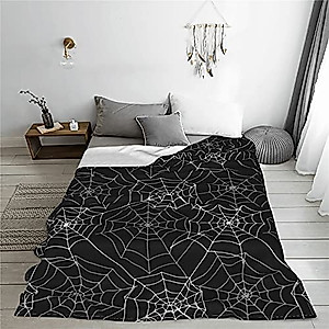 Annalice Spider Cobweb Spiderweb Halloween Goth Pattern Flannel Fleece Blanket Ultra-Soft Fluffy Warm Throw Blanket for Couch Bed All Seasons Suitable for Women, Men 50*40inch