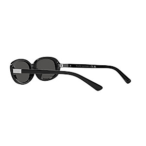 POLO RALPH LAUREN Womens Ph4198u Universal Fit Oval Sunglasses, Shiny Black/Dark Grey, 53 mm