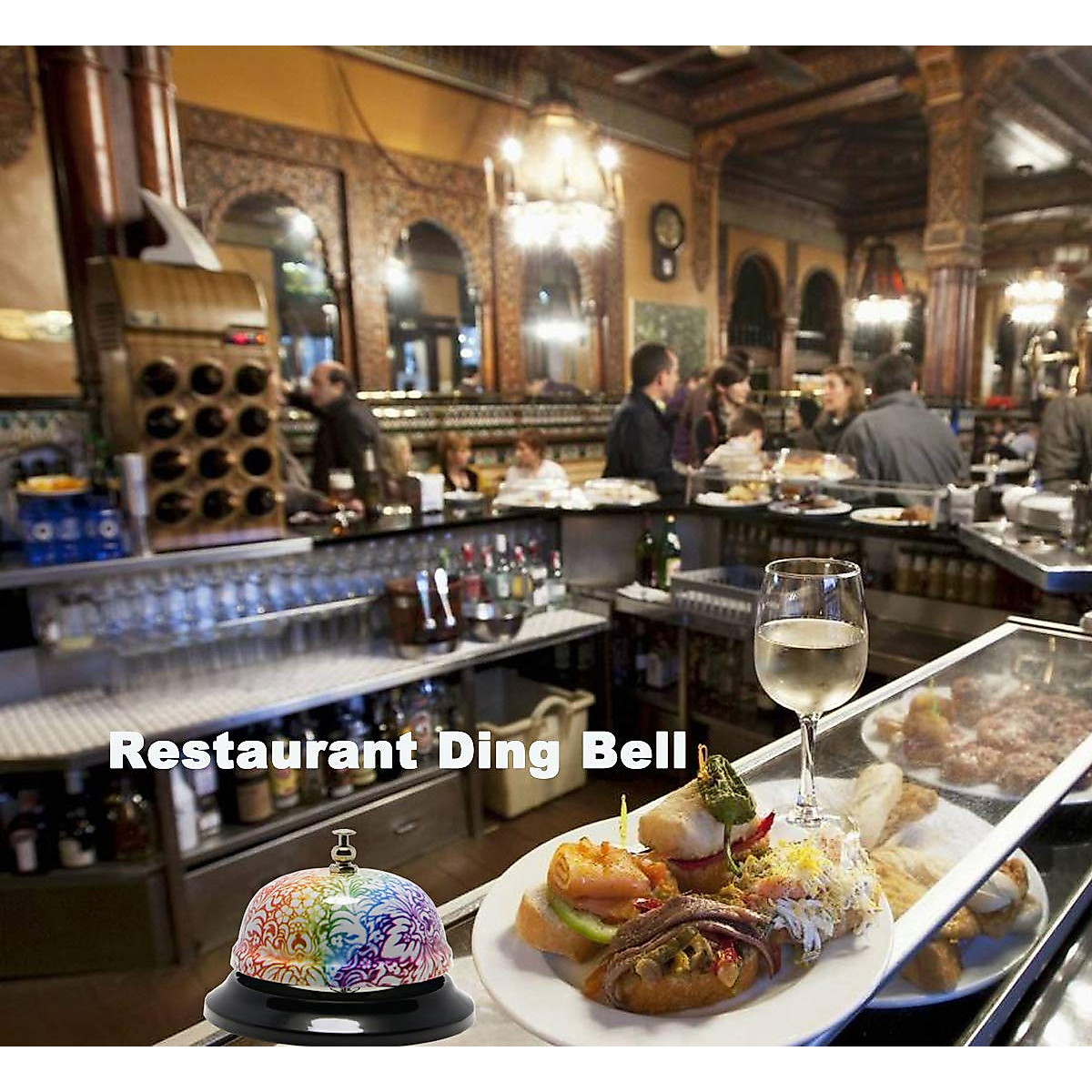 WEKOIL Call Bell Floral Desk Service Bell Customer Ding Bell for Restaurant Hotel Room Kitchen Party Office Elderly Teachers Student Large Flower Bell,3.35 inch