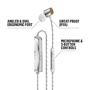 House of Marley Uplift 2 Wireless: Wireless Earphones with Microphone, Bluetooth Connectivity, 10 Hours of Playtime, and Sustainable Materials (Silver)