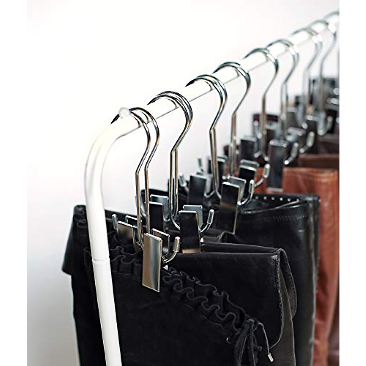 Boottique Boot Organizer: The Boot Rack - Fits in Most Closets- Hangs, Holds, Shapes, & Protects every size and style of Boots (The Boot Rack with 6 Original Silver Hangers)