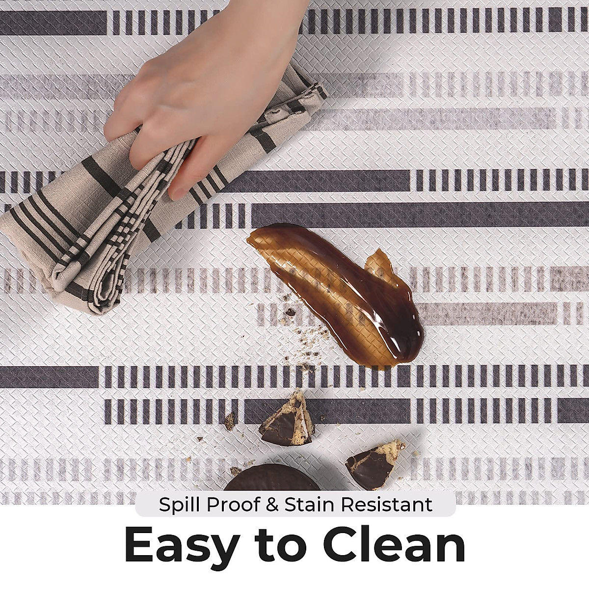 FRESHMINT Farmhouse Stripe Anti-Fatigue Kitchen Mat Set of 2, Cushioned Foam Kitchen Mats for Floor, Waterproof Non Slip Comfort Mat, Modern Kitchen Rug for Kitchen Decor, Sink, Laundry, Office