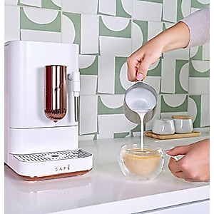 Café Affetto Automatic Espresso Machine + Milk Frother | Built-In & Adjustable Espresso Bean Grinder | One-Touch Brew in 90 Seconds | Matte White, 1.2 Liter, (C7CEBBS4RW3)