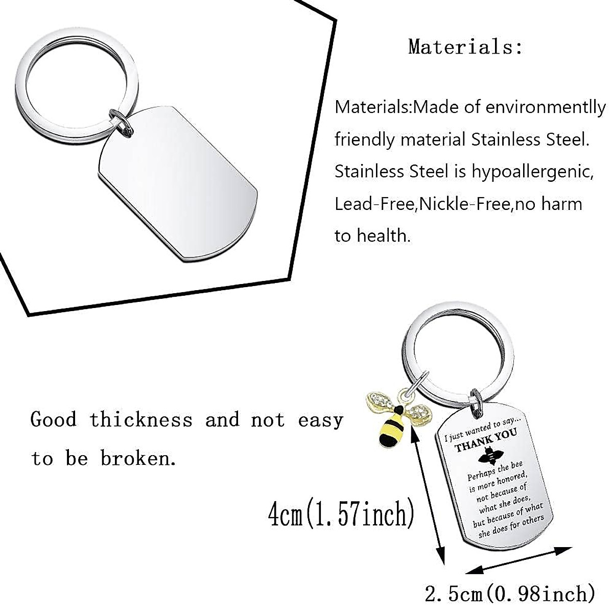 Honey Bee Keychain Perhaps the Bee Is More Honored Not Because of What She Does Keychain Honey for Women Men (Bee Keychain S)