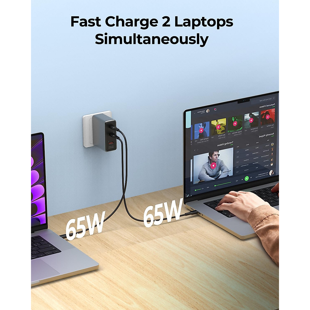 AMEGAT 140W USB C Charger, PD3.1 PPS 3-Port Fast GaN III Laptop Wall Charger, Foldable Plug Power Adapter for MacBook Pro 16'', Dell XPS, iPad Pro, iPhone 15 Pro, Galaxy, Chromebook(with 240W Cable)