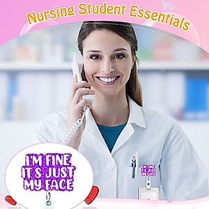 ANDGING Funny Nurse Badge Reels Retractable for Nurses, I'm Fine It's Just My Face Nurse Badge Reel Holder Nursing Acrylic Cute Badge Clips RN LPN CNA Medical ID Card Badge Holder Office Accessories