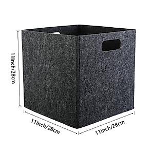 GOHOME Foldable Storage Cubes, Cube Storage Bins with Dual Handles - Dark Grey