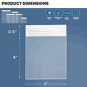 1000-Count, (3" x 4") - 2.5 Mil Thickness Clear Zipper Reclosable Bag, Zip Bags, Ultra Heavy Duty Lock Seal Poly Plastic Bags for Prints, Photos, Documents, Clothing, T-Shirt