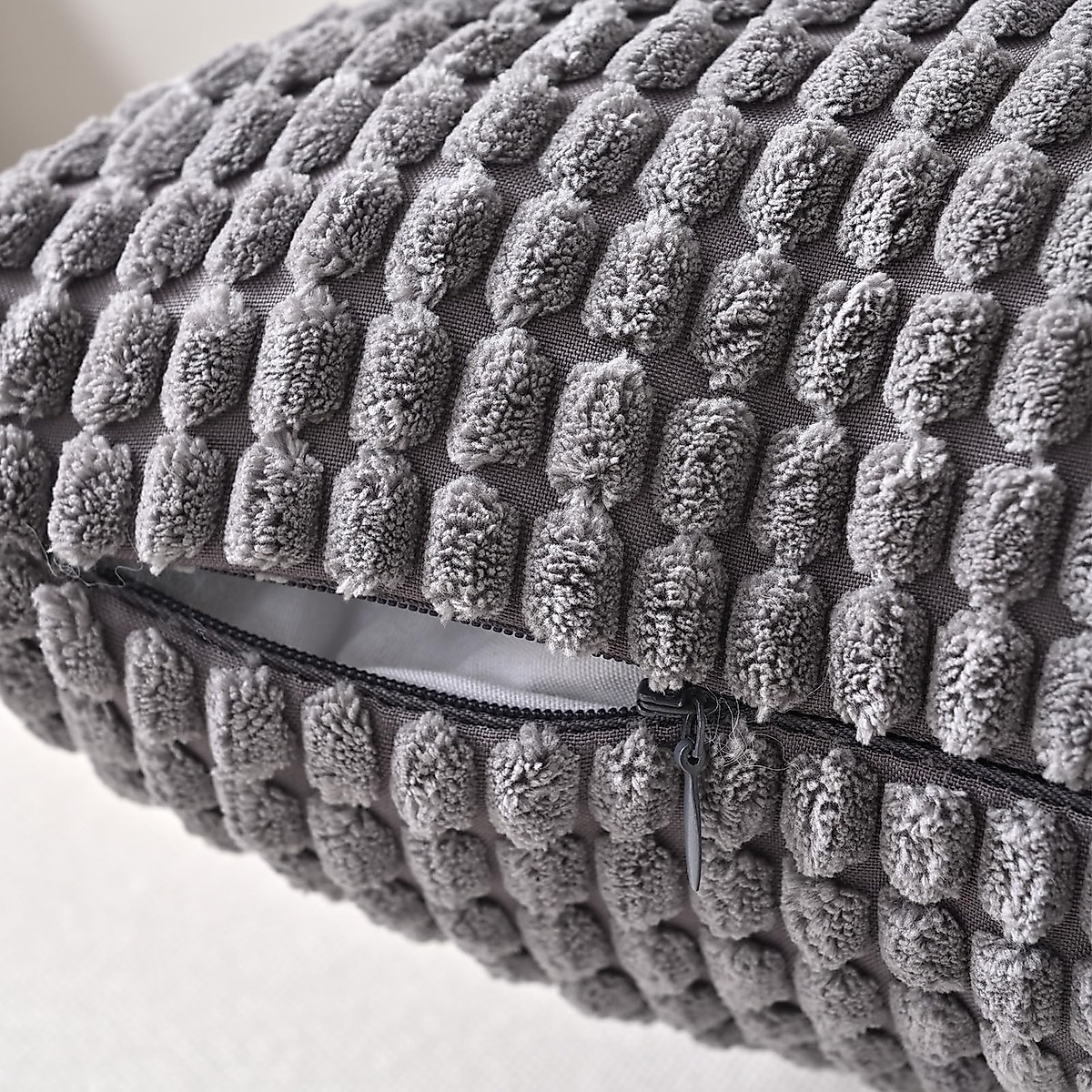 NAVIBULE Corduroy Throw Pillow Covers 18x18 Soft Decorative Pillow Covers Plain Dark Gray Throw Pillows for Couch Bed Sofa Pack of 2(18 x 18IN, Dark Gray)