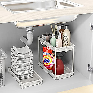 SimpleHouseware Standard 3-Tier Slim Rolling Storage Cart, White