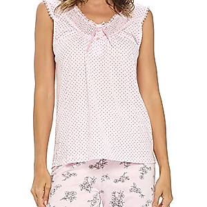Casual Nights Women's Lace Sleeveless Top and Capri Bottom Sleepwear Pajama Set - Pink - X-Large