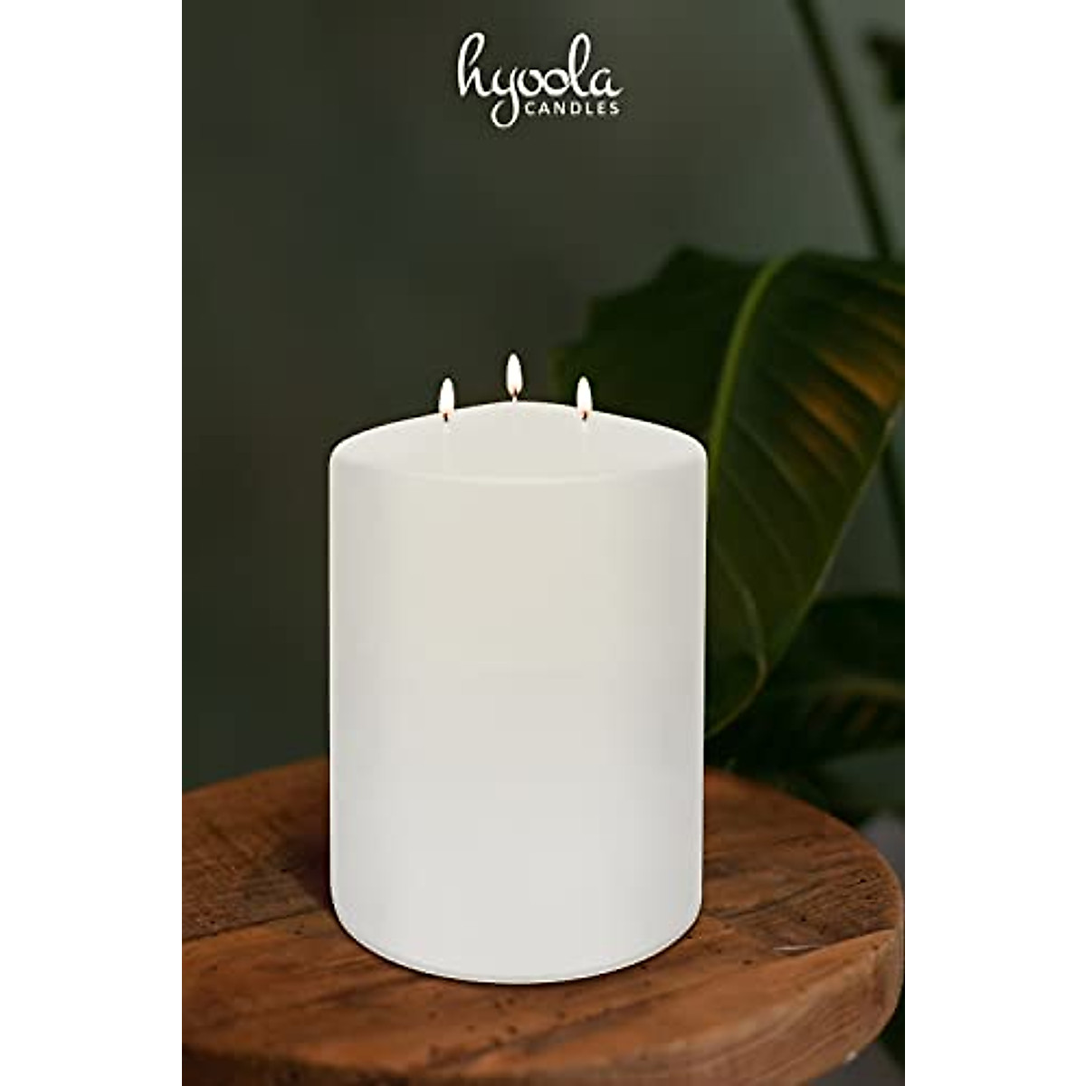 HYOOLA White Three Wick Large Candle - 4.75 x 8 Inch - Unscented Big Pillar Candles - 120 Hour - European Made