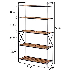 Tajsoon 5 Tier Bathroom Shelf Unit Free Standing Shelves, Widen Display Shelf, Multipurpose Storage Shelf for Bathroom, Kitchen, Entryway, Living Room, Industrial Style, Metal