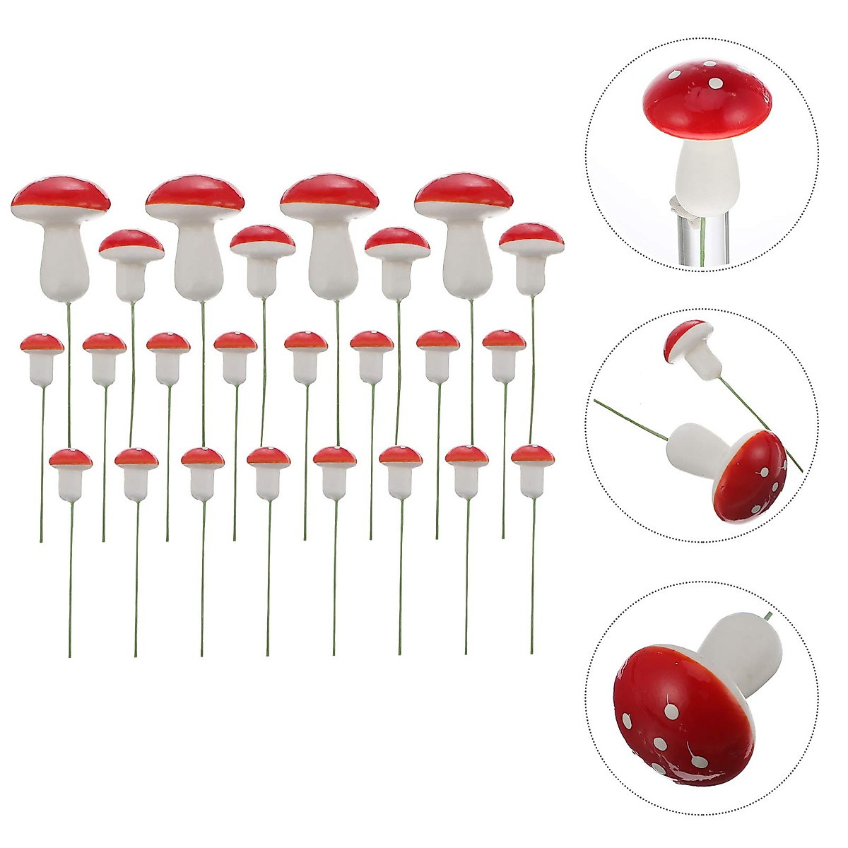 DOITOOL 50pcs Mini Foam Mushroom for Garden Ornament Flower Pots Bonsai Micro Landscape Decor (Red)