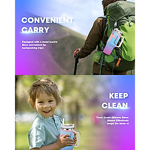 Water Bottle Holder for Stanley Cup with Strap,Tumbler Accessories for Stanley 40 oz,Anti Drop and Leakage,Suitable for Sports and Outdoor Use（Hydrangea）(Cup Not Included)