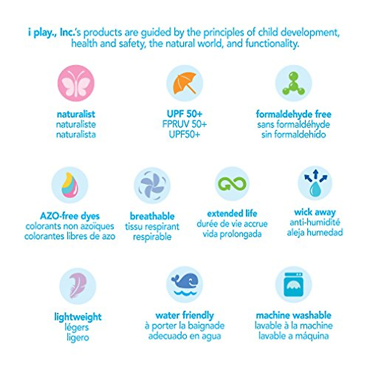 i play. Baby Flap Sun Protection Swim Hat, White, 0-6 Months