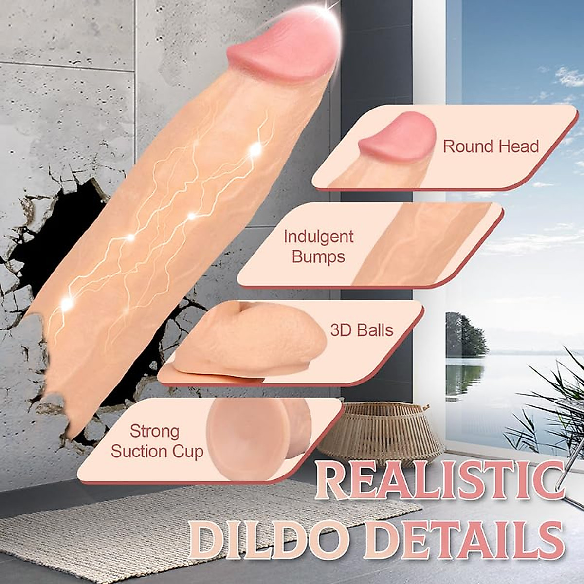 Used for Couple in The Bedroom and Everywhere You Wanted, Soft Silicone Suction Cup Realistic Classic Wand (12 inches) - XjmFj26-8