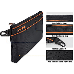 4-Packs Small Tool Pouch, Heavy-Duty Tool Pouch, Electrician Tool Pouch, Tool Pouches w/Clip, Electricians Tool Pouch, Tool Pouch Bag, Small Tool Bag, Tool Bag Small, Zippered Tool Bags and Pouches