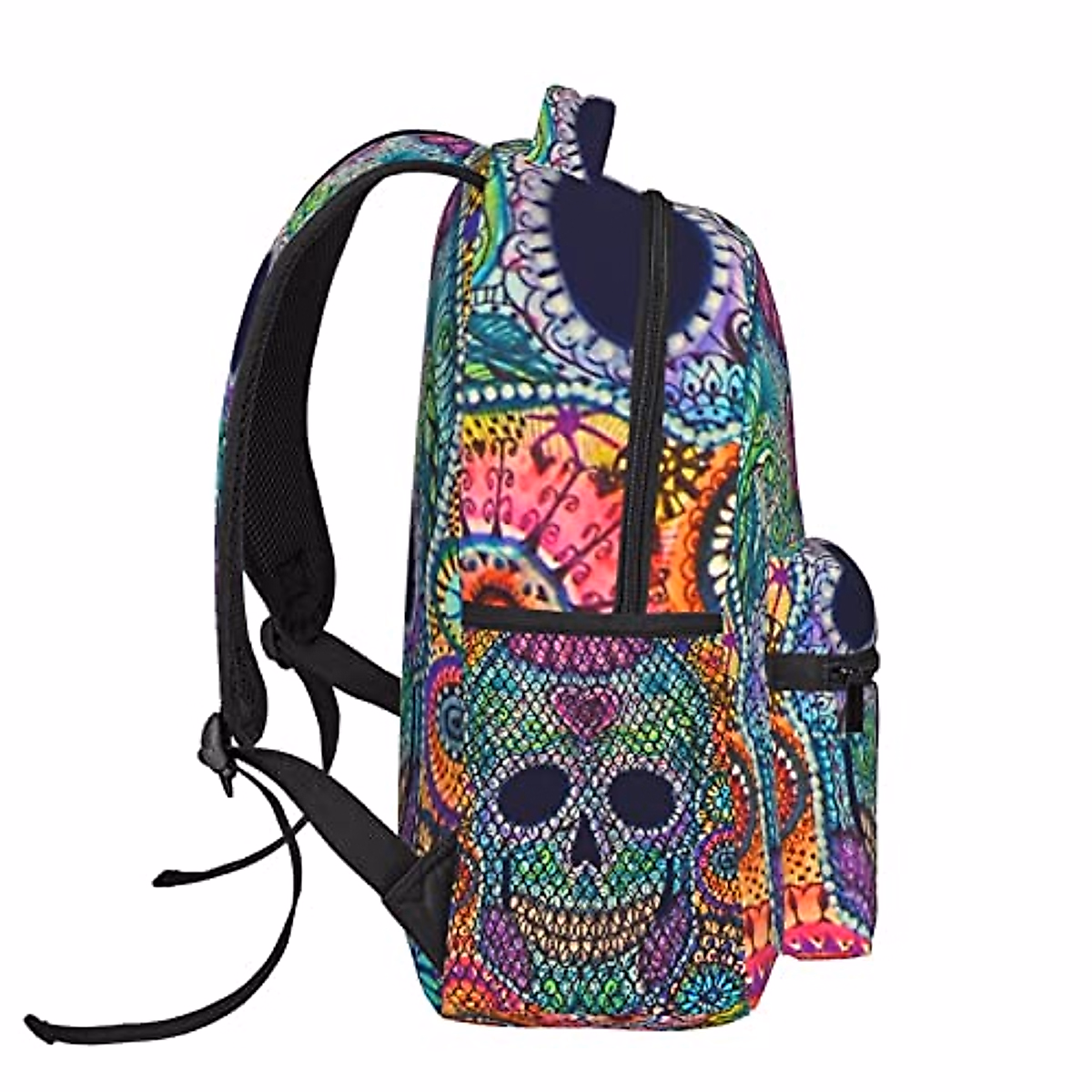 Big Capacity Rucksacks, Multi Color Flower Sugar Skull Art Anti-Theft Multipurpose Shoulder Bag, School Daypack Backpack, Travel and Sport Backpack Rucksack, Book Bag