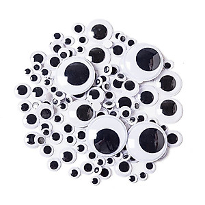 Self Adhesive Googly Wiggle Eyes, Multi Colors and Sizes Craft Sticker Eyes DIY Scrapbooking Crafts Projects Dolls Accessories(Black Mixed 100PCS)