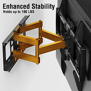 ELIVED TV Wall Mount for Most 42-82 Inch Flat Curved TVs, Full Motion Wall Mount TV Bracket Swivel and Tilt TV Mount with Articulating Arms, Fits 12"-16" Wood Studs, Max VESA 600x400mm, 100 lbs