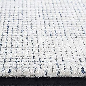 SAFAVIEH Abstract Collection 8' x 10' Ivory/Blue ABT470M Handmade Premium Wool & Viscose Area Rug