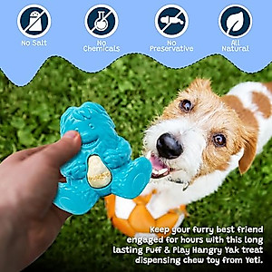 Yeti Puff and Play Dog Toy - Dog Chew Holder - Fun Stimulating Chew Toy for Teething, Behavior Training for Light to Moderate Chewers - Interactive Nuggets Treats Dispenser Puzzle - Yeti Blue