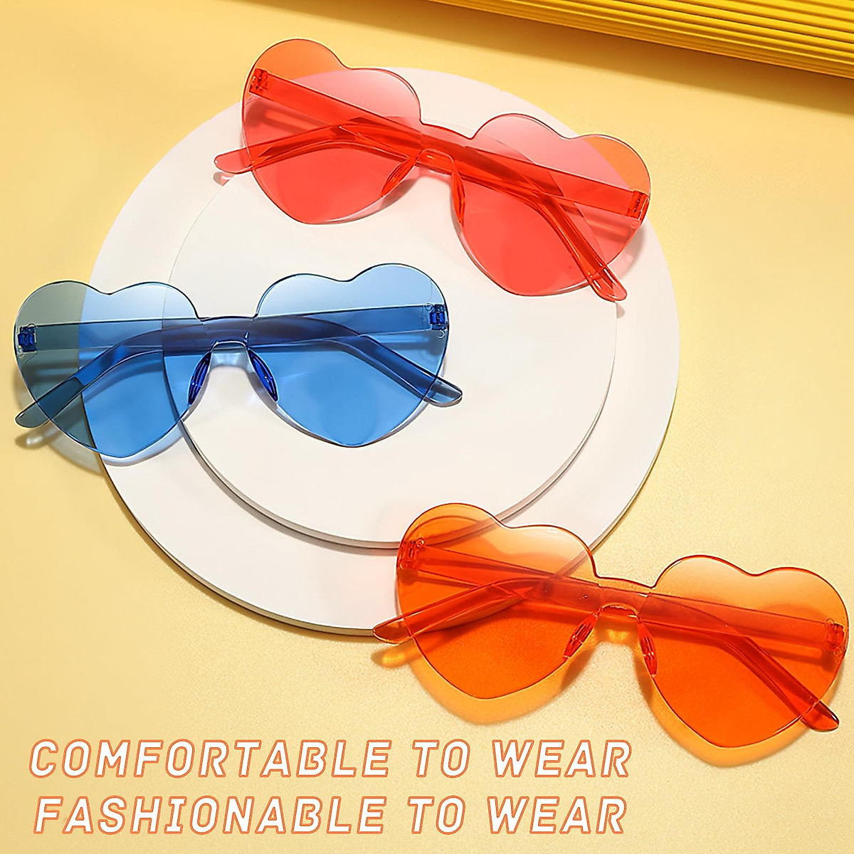 LIULIUBTY Heart Shaped Sunglasses Rimless Colorful Heart Glasses Bachelorette Party Favors (Mixed Colors)