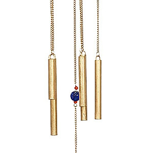 Deco 79 Metal Turtle Indoor Outdoor Embellished Windchime with Glass Beads and Pipe Bells, 5" x 5" x 41", Gold