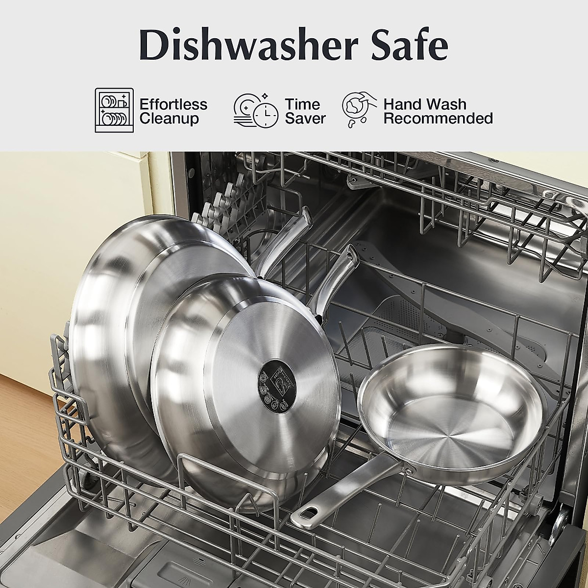 KOCH SYSTEME CS Stainless Steel Pan 12 Inch, Stainless Steel Frying Pan for Professional Cooking, PFAS-Free Stainless Steel Pan with Stay-Cool Handle, Induction Compatible Stainless Steel Skillet