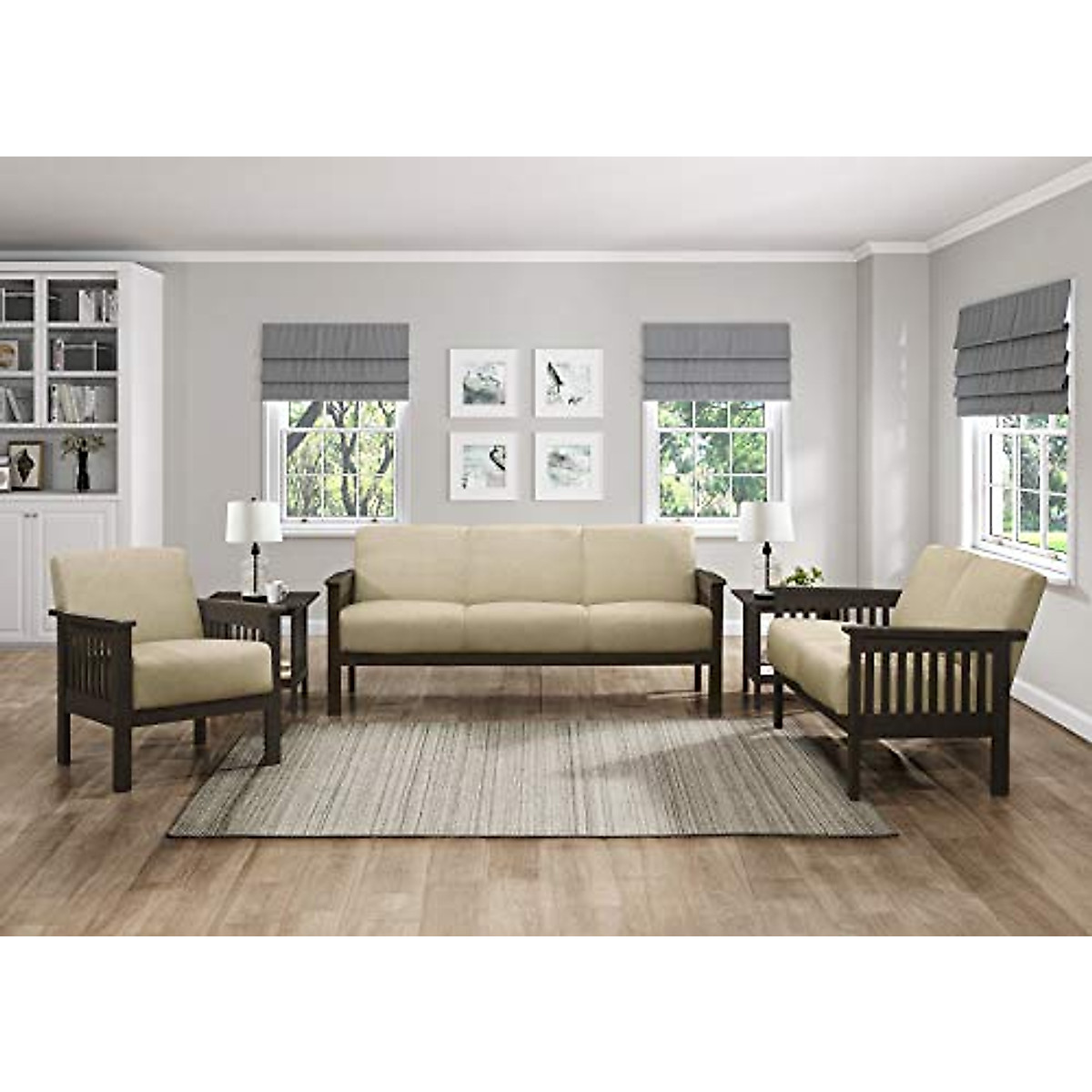 Lexicon Noel 49.5" W Fabric Living Room Sofa Loveseat, Brown