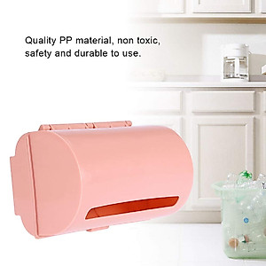 Tnfeeon 3 Colors Wall Mount Garbage Bag Storage Box,Back Adhesive Shopping Bag Organizer Rack for Home Kitchen Cabinet Bathroom Living Room(Pink)