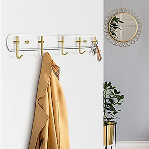 Mndstek Coat Rack Wall Mount, Small Leather Wall Hooks, Coat Hooks with 5 Hooks, Entryway Hanging Coat Rack Hat Racks Hooks for Bathroom, Bedroom, Closet Room