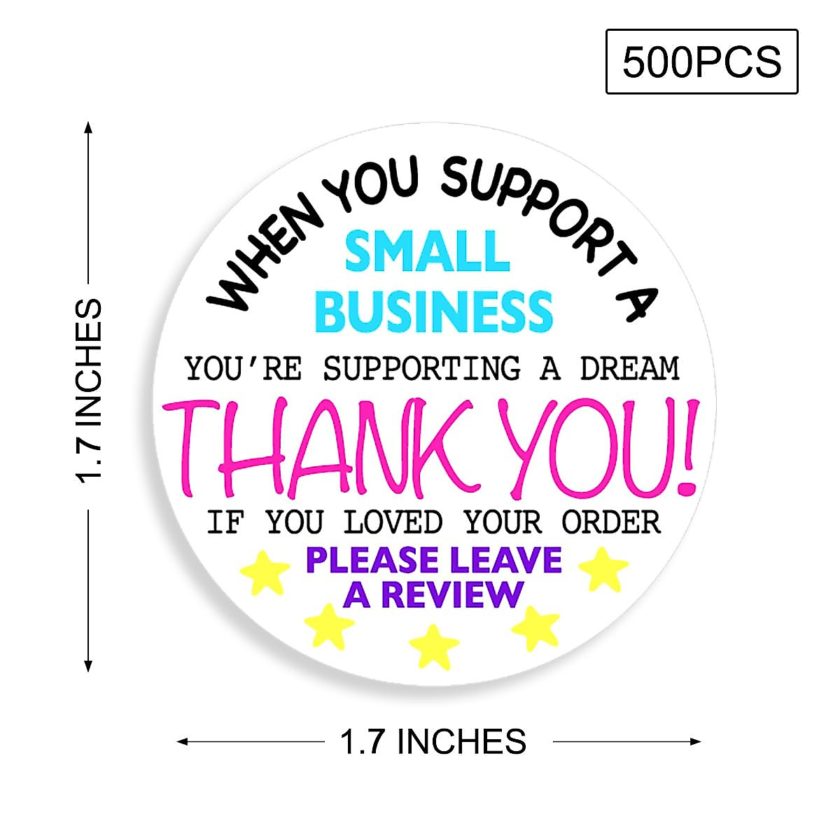 Littlefa 1.7” Please Leave a Review with Colour Design Stickers,Thank You Stickers,Bakeries Stickers,Handmade Stickers,Small Business Stickers, Envelopes Stickers, Gift Bags Packaging 500 PCS