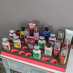 Polar Whale Lotion and Body Spray Stand Organizer Large Tray Red and Black Durable Foam Washable Waterproof Insert for Home Bathroom Bedroom Office 23.25 x 13.5 x 2 Inches 40 Slots
