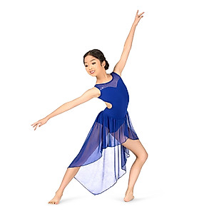 Girls Performance Twinkle Mesh High-Low Tank Dress TW315NUDL Nude Large