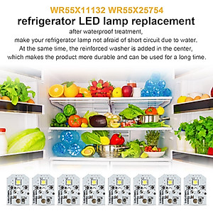 WR55X11132 Refrigerator Led Lamp Replacement，Fits for GE Refrigerator LED Light Module Replace WR55X25754 WR55X30602 WR55X26486, Without Plastic Cover, Only Led Pcb Board（8 PCS）