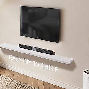 Colima Floating Shelves for Wall White Wood Wall Shelf for Bedroom, 36 Inch Wall Mounted Floating Shelves for Bathroom Living Room Kitchen Office, 1.3" Thick Floating Book Shelves for Wall, Set of 2