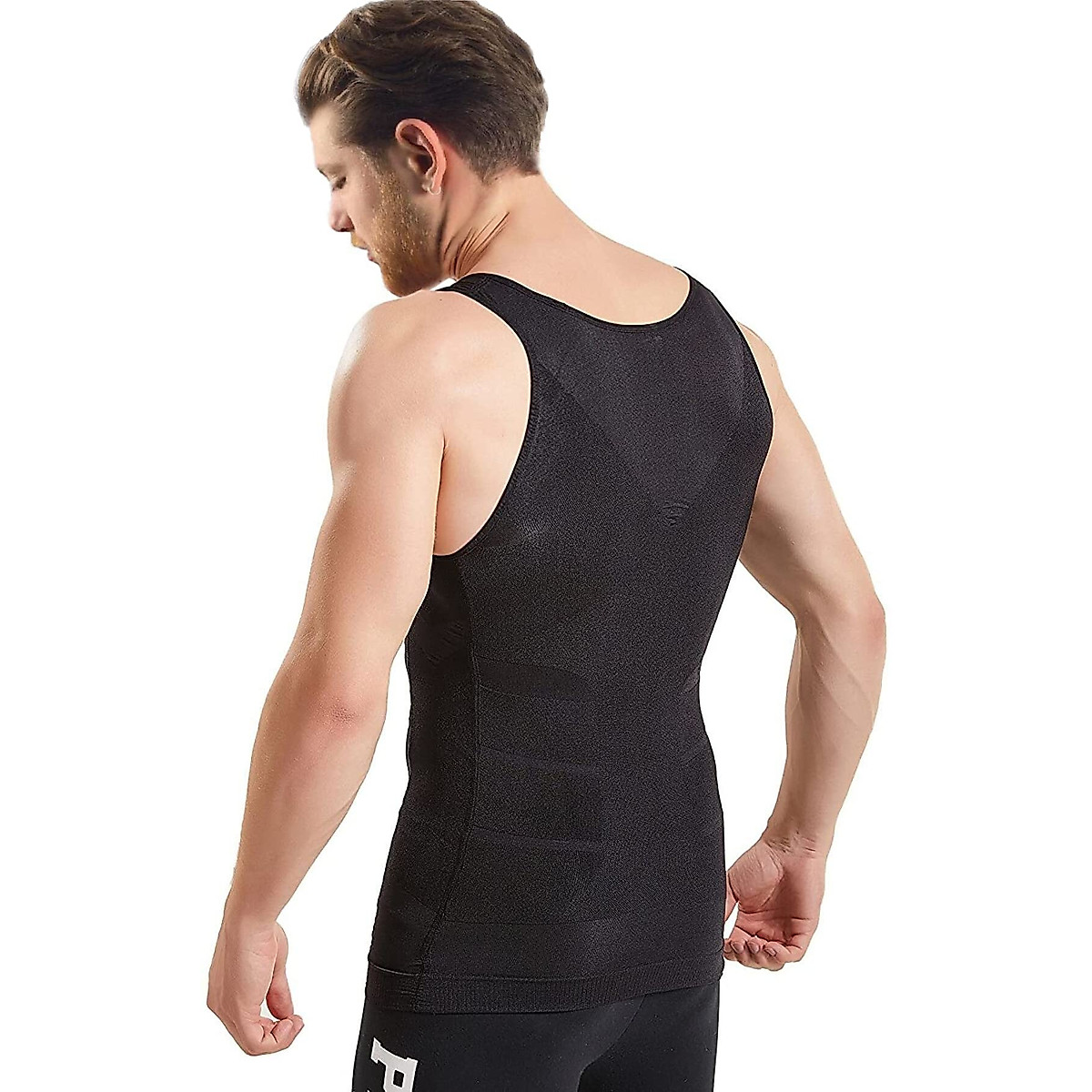 Mistirik 1Pcs Compression Shirts for Men - Mens Slimming Body Shaper Vest - Tight Tank Top for Men - Compression Shirt Tank Top (Black, X-Large)