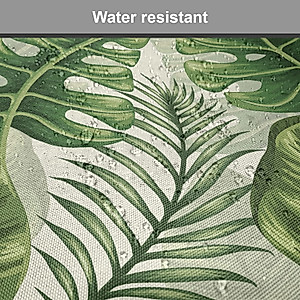 Lunarable Tropical Chair Seating Cushion Set of 2, Rainforest Island Jungle Foliage Pattern Green Leaves Retro Nature, Anti-Slip Seat Padding for Kitchen & Patio, 16"x16", Green Olive Green Cream