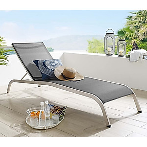 Modway Savannah Outdoor Patio Mesh Chaise Lounge Chair in Black