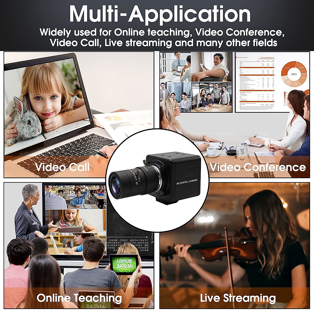 SVPRO 8MP USB Webcam 10X Optical Zoom USB Camera with 5-50mm Manual Lens,Sony IMX179 Sensor Zoomable UVC Computer Camera High Definition Web Camera for Laptop Windows Android Linux MacOS
