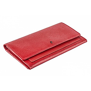 Zinda Genuine Leathers Women’s Wallet Long Purse Flap Over RFID Protection (Red)