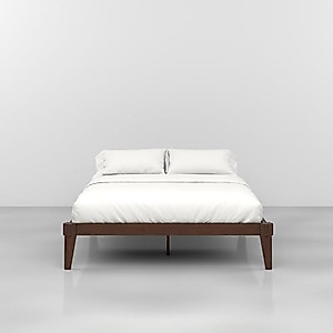 Bme Chalipa 14” Queen Bed Frame, Solid Wood Platform, Japanese Joinery, Wood Slat Support, No Box Spring, Easy Assembly, Minimalist and Modern Style, Walnut