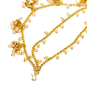 Bindhani Gold Plated Bahubali Earrings Hair Chain With Small Dangling Jhumki Crafted By Indian For Women