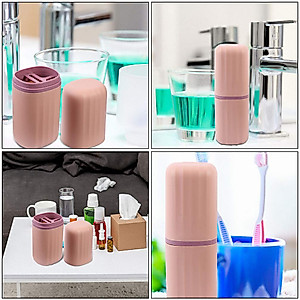 DOITOOL 3Pcs Travel Toothbrush Cup Case Toothbrush Holder Portable Toothbrush Toothpaste Storage Containers for Camping School Business Trip Bathroom White Pink Dark Blue